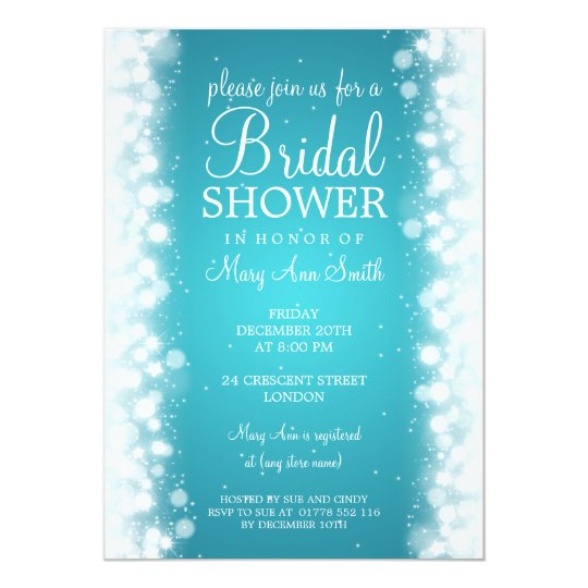 Elegant Bridal Shower Magic Sparkle Turquoise Invitation | Zazzle.com