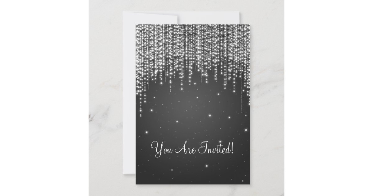 Elegant Bridal Shower Night Dazzle Black Invitation | Zazzle