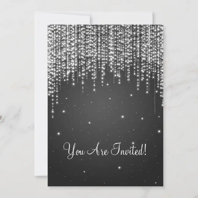 Elegant Bridal Shower Night Dazzle Black Invitation | Zazzle