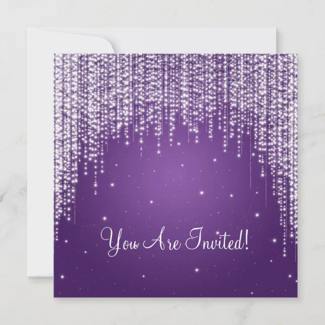 Elegant Bridal Shower Night Dazzle Purple Invitation | Zazzle