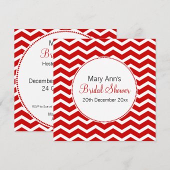 Elegant Bridal Shower Red Chevron Pattern Invitation | Zazzle