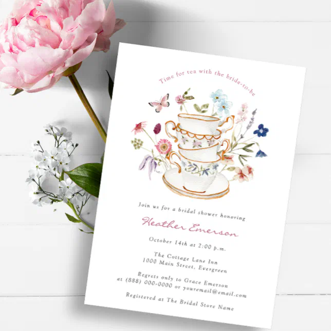 Elegant Bridal Tea Invitation | Zazzle