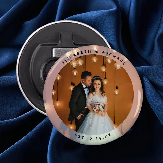 Elegant Bride and Groom Couple Photo Wedding Favor Bottle Opener | Zazzle