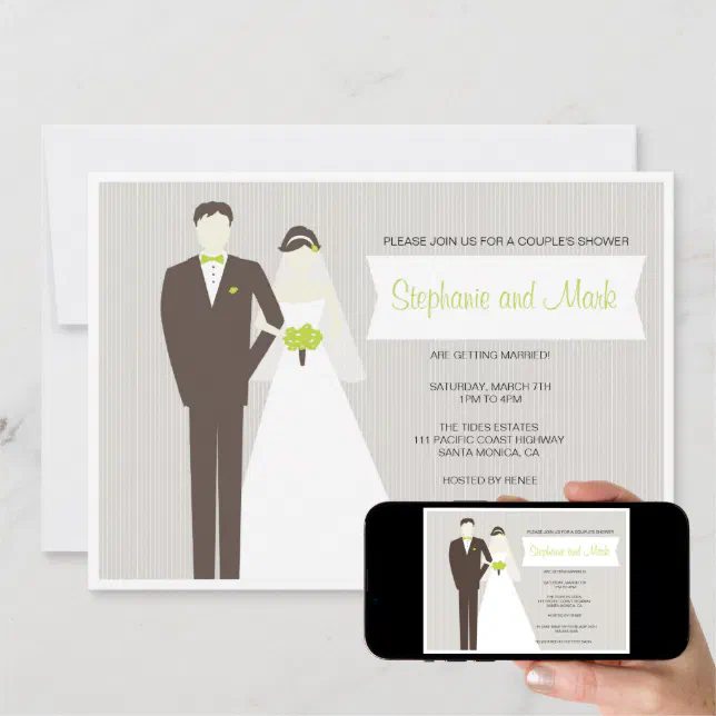 Elegant Bride and Groom Couples Shower Invitation | Zazzle