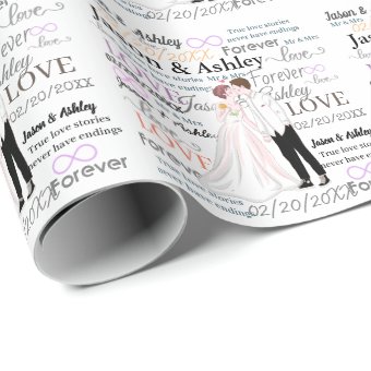 Elegant Bride And Groom Names Wedding Paper | Zazzle