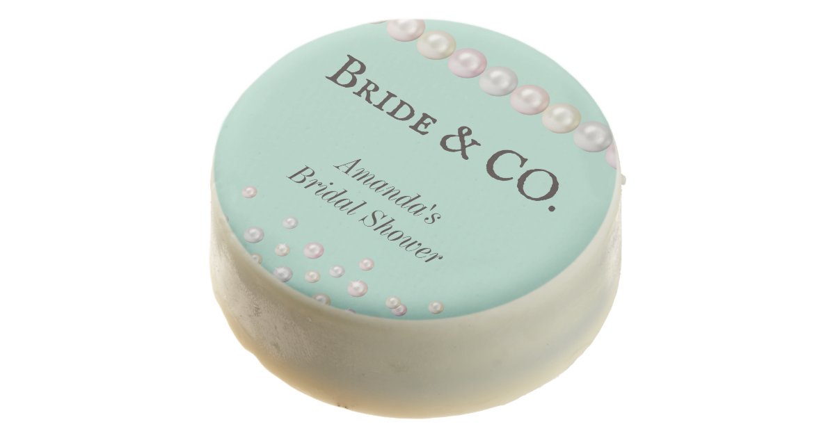 Elegant Bride & Co Teal Blue Pearl Bridal Shower Chocolate Covered Oreo ...