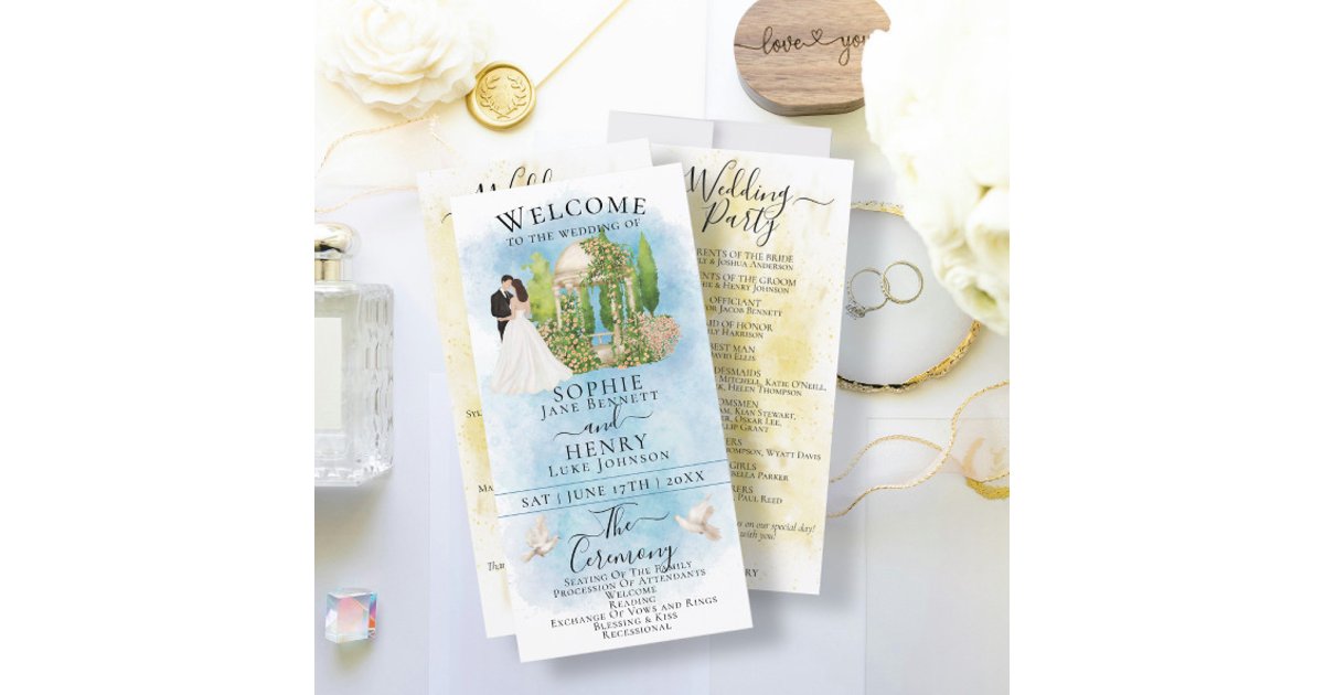 Elegant Bride &Groom Gazebo Luxury Wedding Program | Zazzle