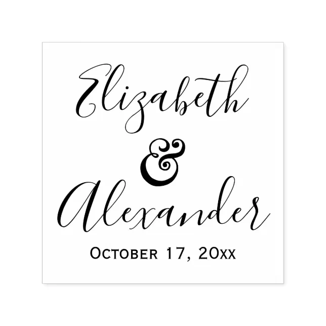 Elegant Bride Groom Names Wedding Calligraphy Self-inking Stamp | Zazzle
