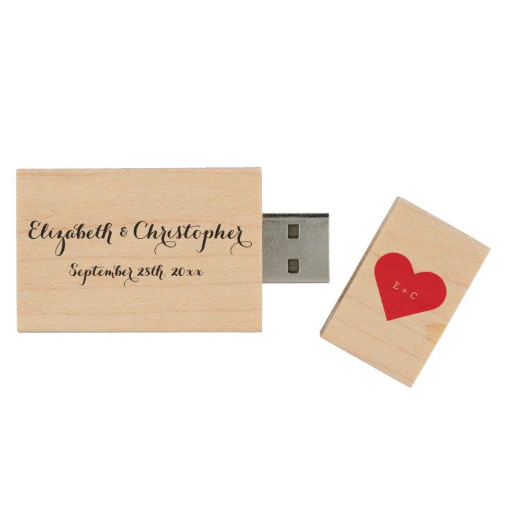 Elegant Bride Groom Wedding Couple Wood USB Drive | Zazzle