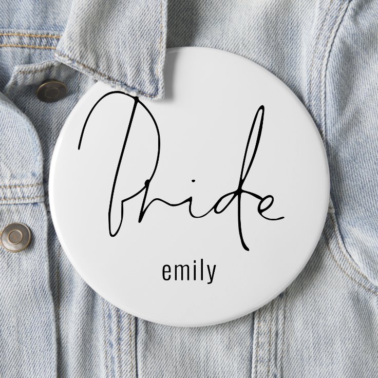 Elegant Bride Script Name Button | Zazzle