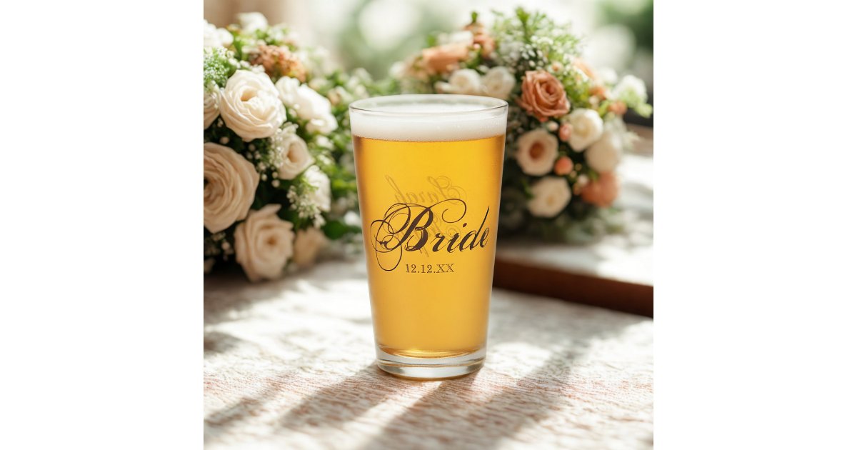 Elegant Bride Script Personalized Wedding Glass | Zazzle