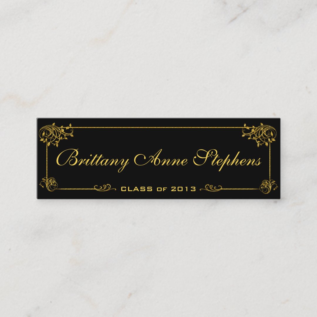 Elegant Bright Gold Graduation Name Card Insert | Zazzle