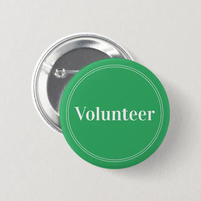 Elegant Bright Green Pin-back Volunteer Buttons | Zazzle
