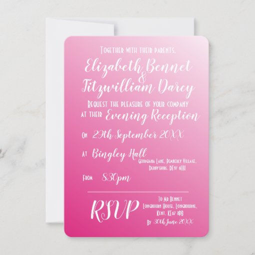 Elegant Bright Pink Evening Invitation | Zazzle