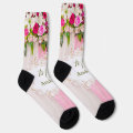Elegant Bright Pink Floral Wedding Mrs. Socks | Zazzle