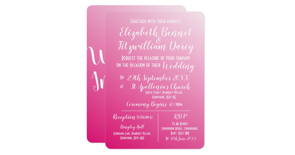 Elegant Bright Pink Wedding Invitation | Zazzle.com