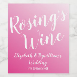Elegant Bright Pink Wine Label | Zazzle