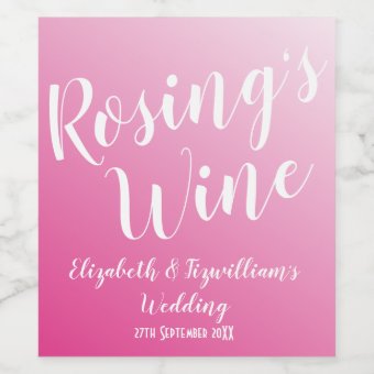 Elegant Bright Pink Wine Label | Zazzle