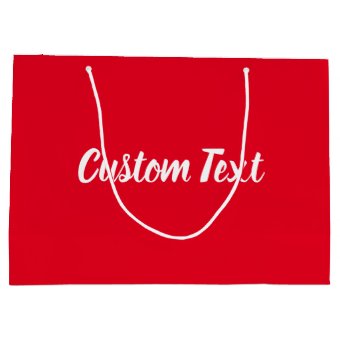 Elegant Bright Red and White Script Text Template Large Gift Bag | Zazzle