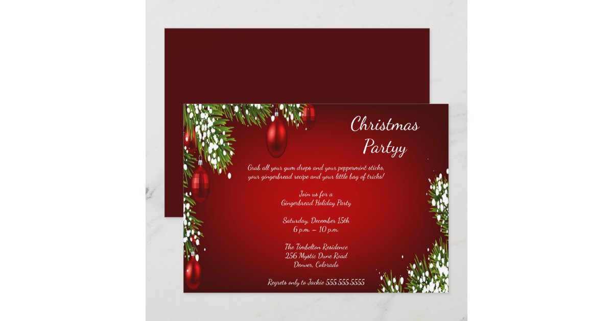 Elegant Bright Red Christmas Party Invitation | Zazzle