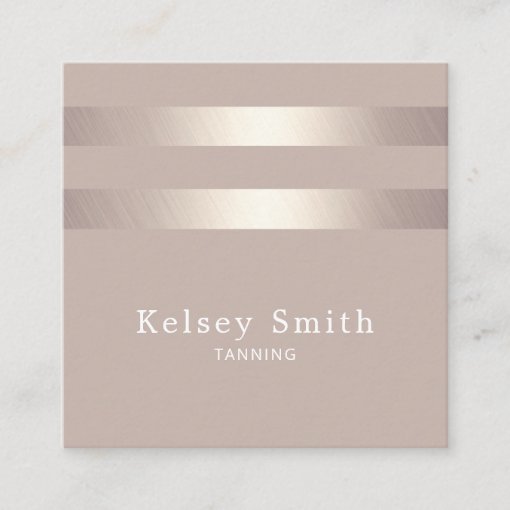 Elegant Bronze And Faux Gold Foil Stripe Square Business Card | Zazzle