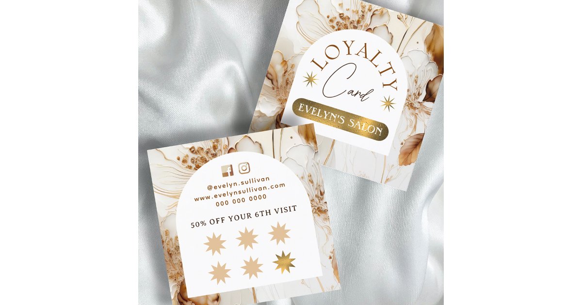 Elegant brown flowers loyalty card | Zazzle