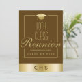 Elegant Brown Gold Script 10th Class Reunion Invitation | Zazzle