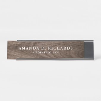Elegant brown oak wood grain look desk name plate | Zazzle