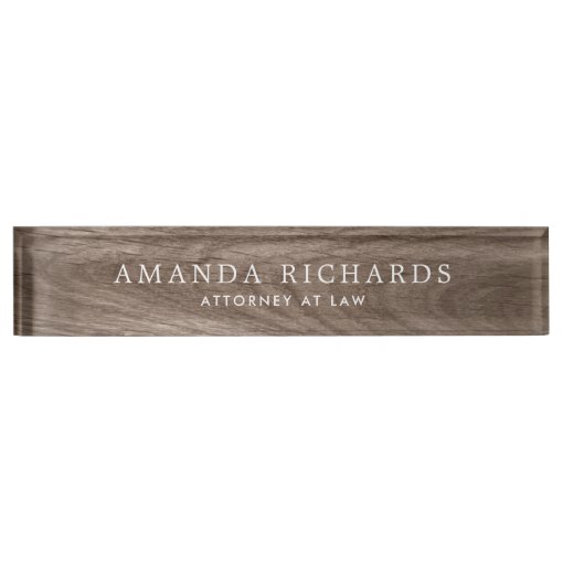 Elegant brown oak wood grain look desk name plate | Zazzle