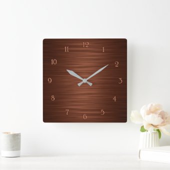 Elegant brown shaded wall clock | Zazzle