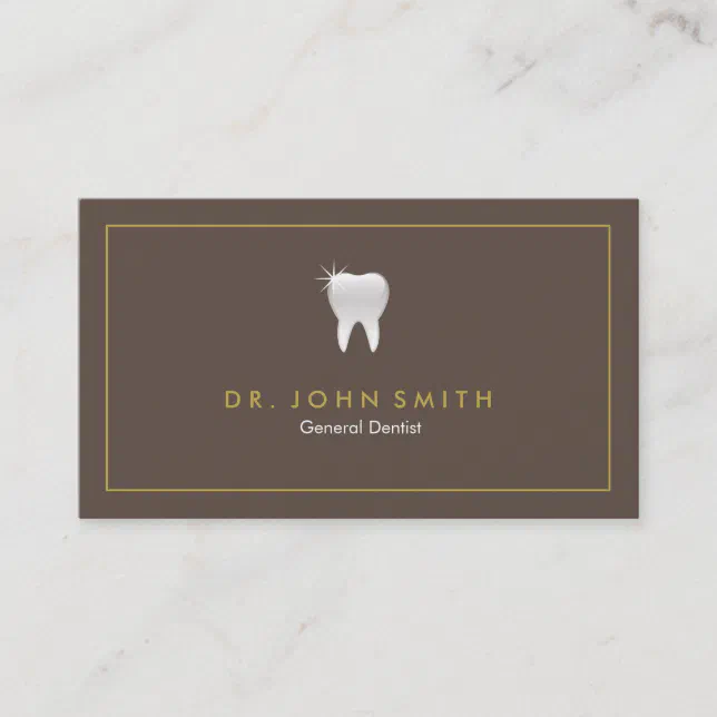 Elegant Brown Shiny Tooth Dental Appointment Frame | Zazzle