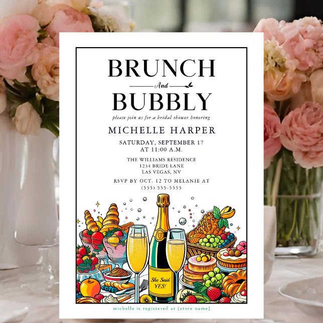 Brunch And Bubbly Bridal Shower Invitations