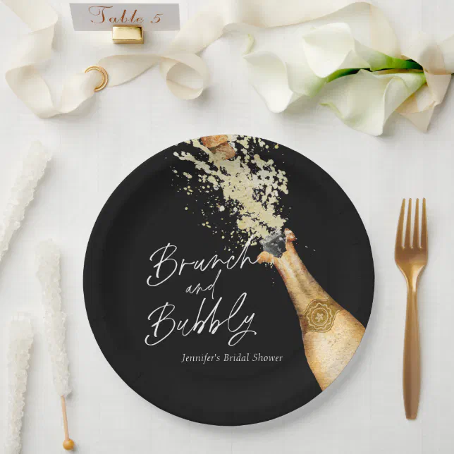 Elegant Brunch and Bubbly Bridal Shower Paper Plates | Zazzle
