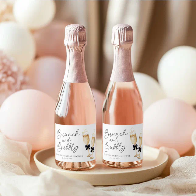 Elegant Brunch and Bubbly Bridal Shower Sparkling Wine Label | Zazzle