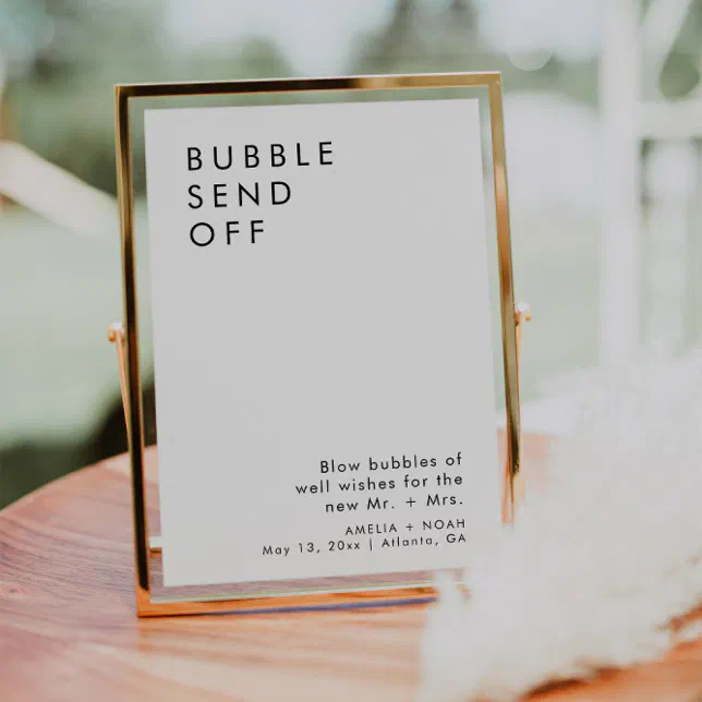 Elegant Bubble Send Off Wedding Reception Sign Invitation | Zazzle
