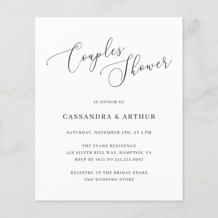 Elegant Budget Couples Shower Invitation | Zazzle