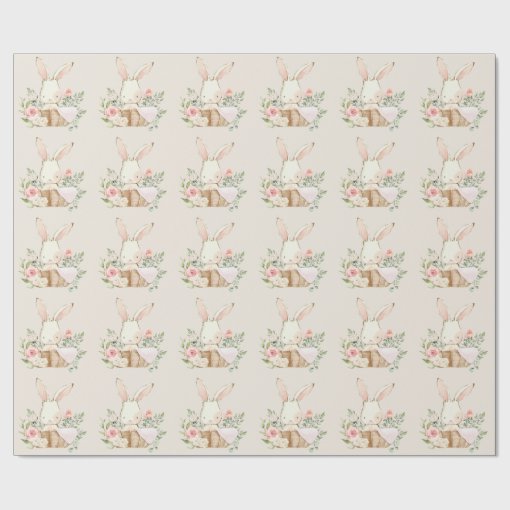 Elegant Bunny Rabbit Baby Shower Wrapping Paper | Zazzle