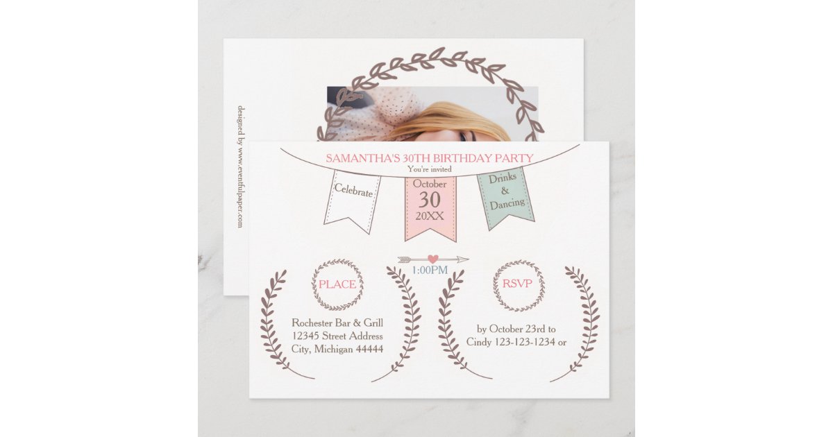 Elegant Bunting - Birthday Party Invitation | Zazzle