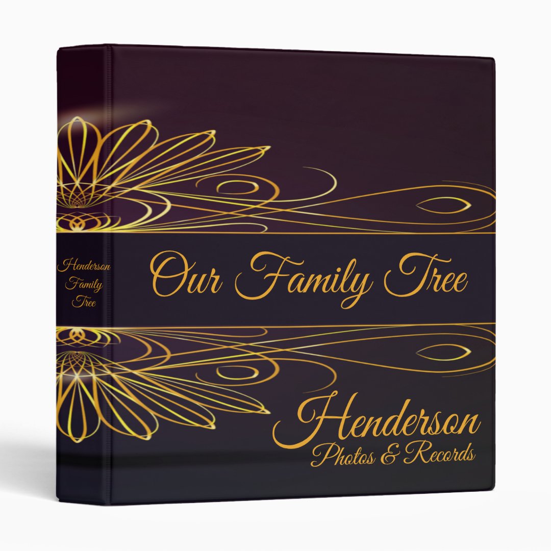 Elegant Burgundy Black Genealogy Family Tree Album 3 Ring Binder | Zazzle