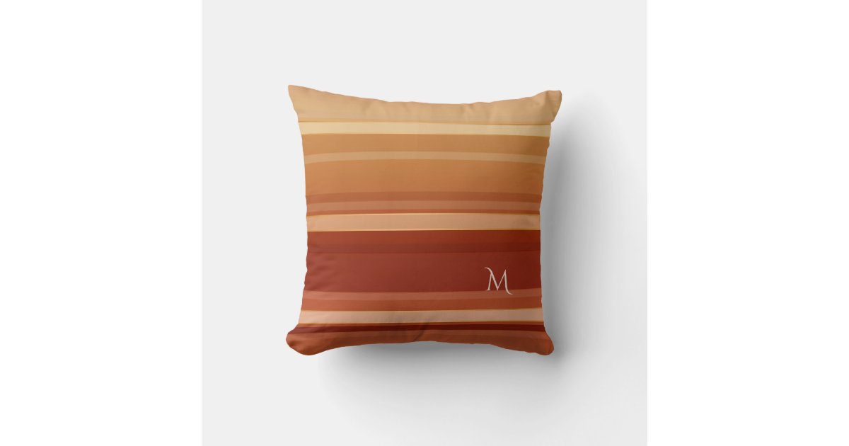 Elegant Burgundy Cream Striped Pattern Pillow | Zazzle