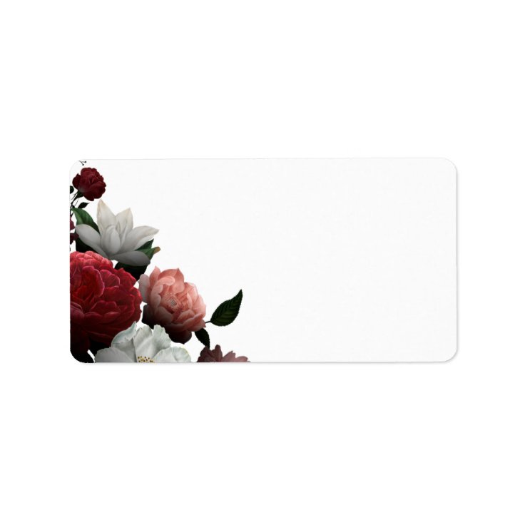 Elegant Burgundy Floral - Address Label - Wedding | Zazzle