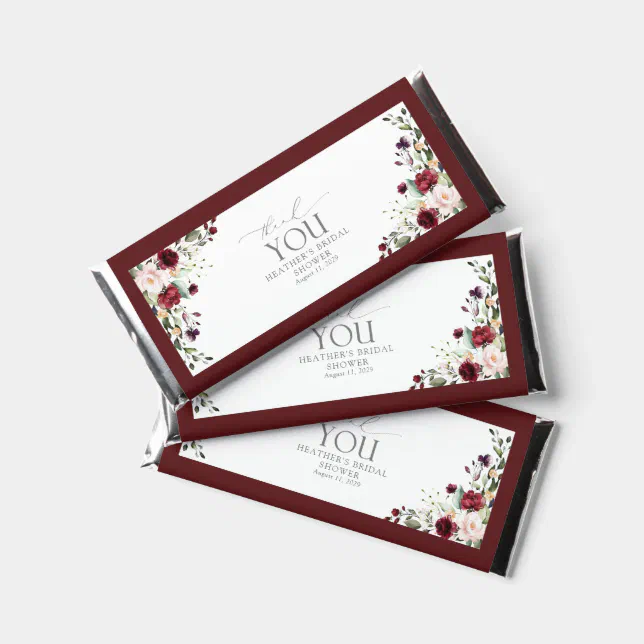 Elegant Burgundy Floral Bridal Shower Hershey Bar | Zazzle Elegant Burgundy Floral Bridal Shower Hershey Bar | Zazzle