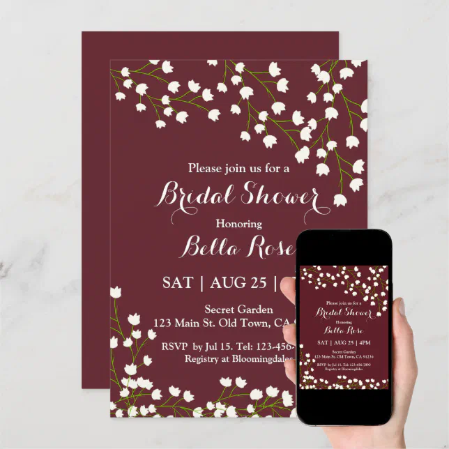 Elegant Burgundy Floral Bridal Shower Invitations | Zazzle Elegant Burgundy Floral Bridal Shower Invitations | Zazzle