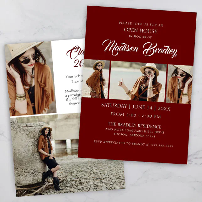 Elegant Burgundy & Gold Graduation Invitation | Zazzle