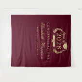 Elegant Burgundy Gold Graduation Party Welcome Tapestry | Zazzle