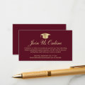 Elegant Burgundy Gold Online Graduation Party Enclosure Card | Zazzle