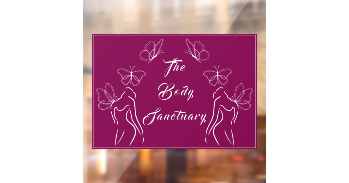 Elegant Burgundy Logo Women Body Care Promotional Window Cling | Zazzle