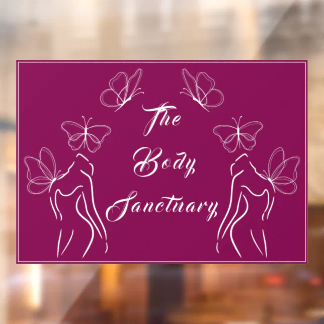Elegant Burgundy Logo Women Body Care Promotional Window Cling | Zazzle