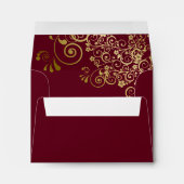 Elegant Burgundy Maroon and Gold Lace Wedding RSVP Envelope | Zazzle