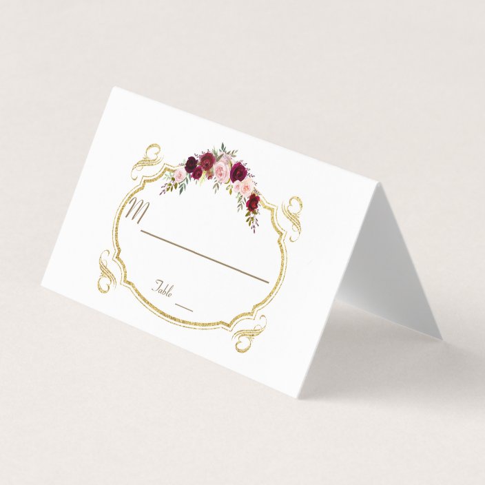 Elegant Burgundy Marsala Floral Fall Table Number Place Card | Zazzle.com